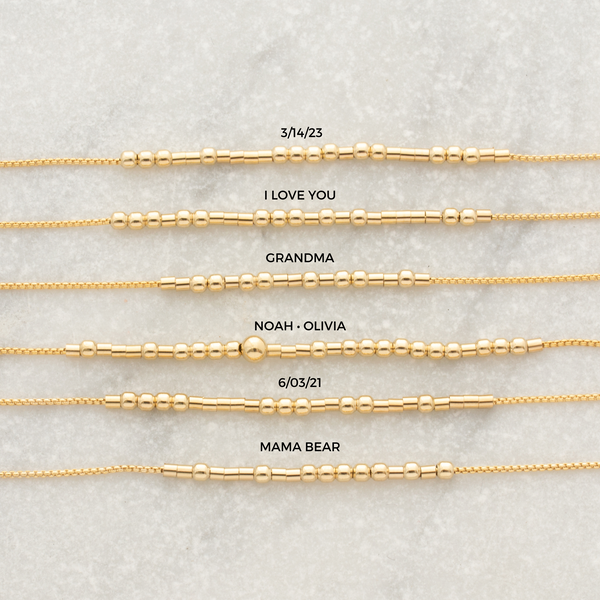 Custom Golden Morse Code Necklace - LEILA