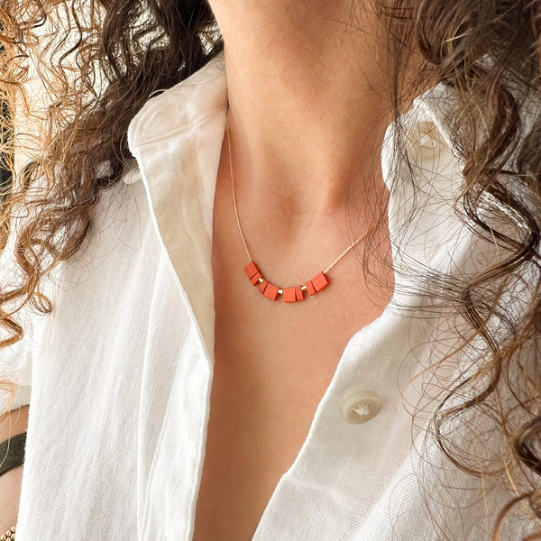 Color Block Morse Code Nana Necklace - LEILA