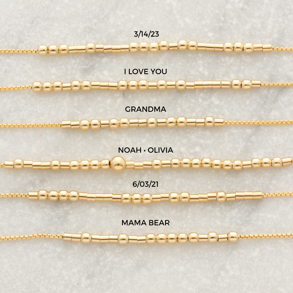 Custom Golden Morse Code Bracelet - LEILA